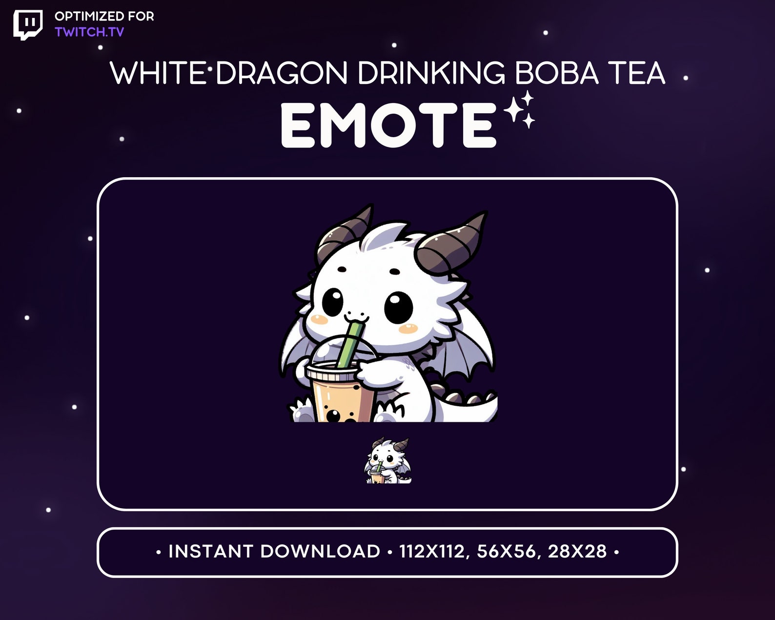 White Dragon Twitch Emote Boba Tea - Bubble Tea Dragon Emote, Dragon ...