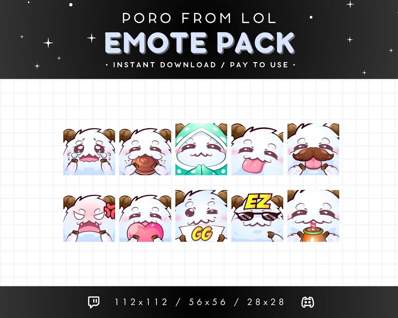 League of Legends Poro Twitch Emote Pack Poro Discord Emote, Streaming ...