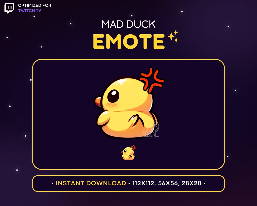 Cute Duck Twitch Emote - Mad Duck Emote, Duck Discord Emote, Gaming ...