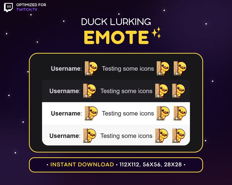 Duck Twitch Emote - Lurkingdiscord Emote Emoji, Peak, Hide, Sneak ...