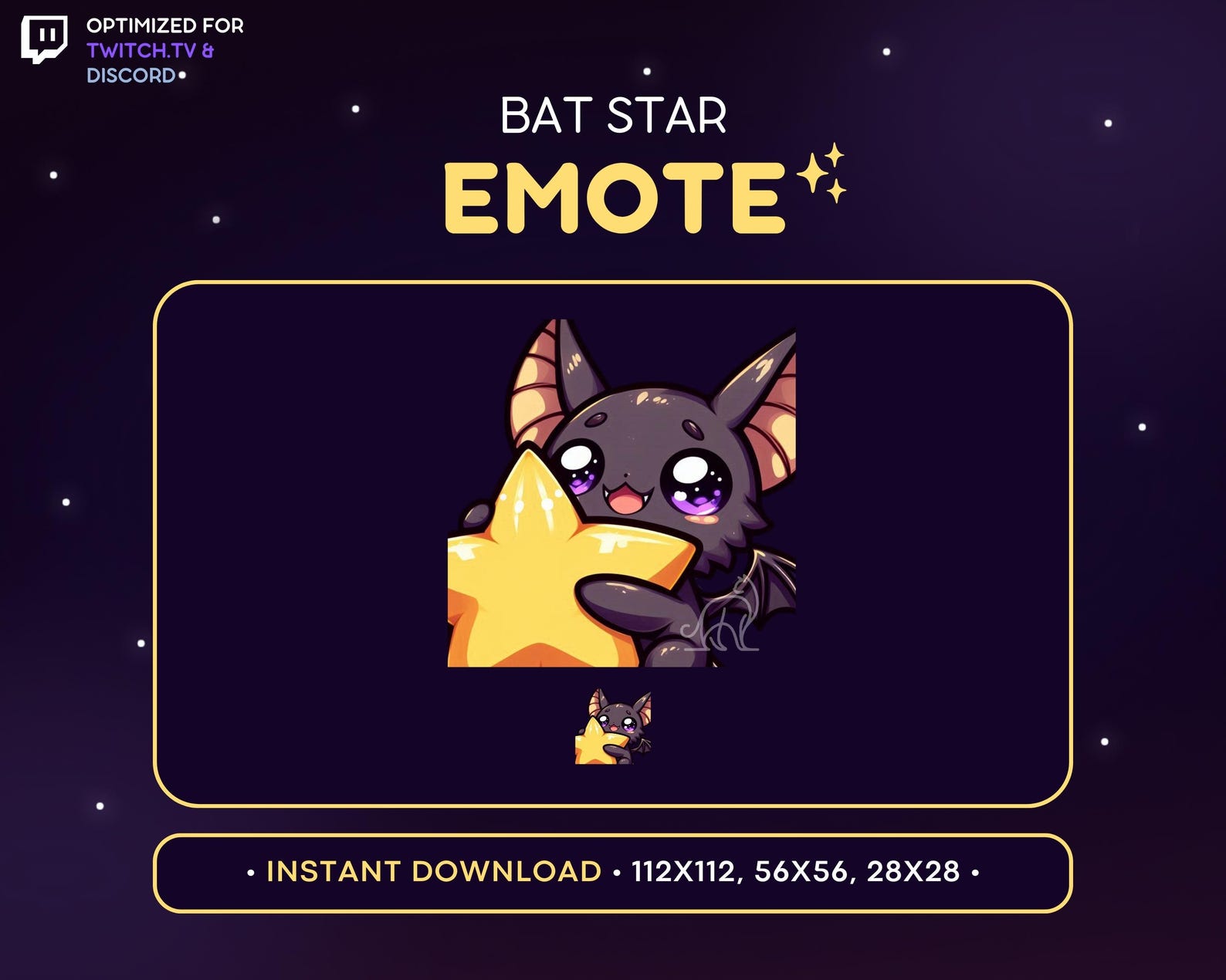 Bat Twitch Emote - MVP, Hugging a Star, Shiny, Proud, Discord Server ...
