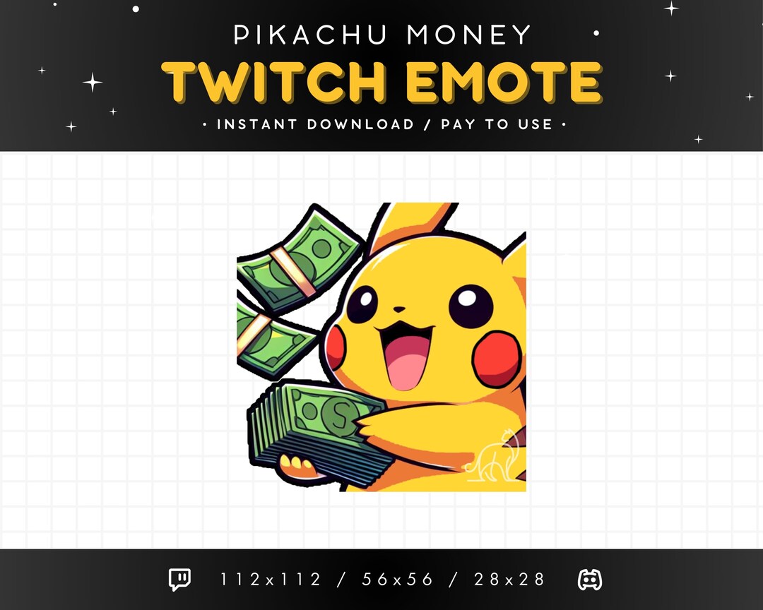 Cute Pikachu Twitch Emote Money Pikachu Pokemon Emote, Gaming ...