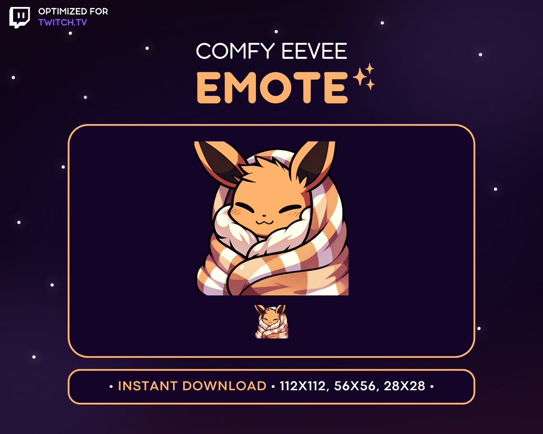 Cute Eevee Twitch Emote - Comfy Pokemon Eevee Emote, Gaming, Streaming ...