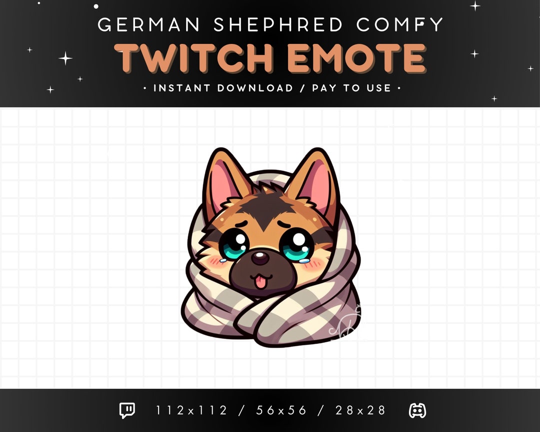 Cute German Shepherd Twitch Emote Comfy Dog Emote, Dog Discord Emote ...
