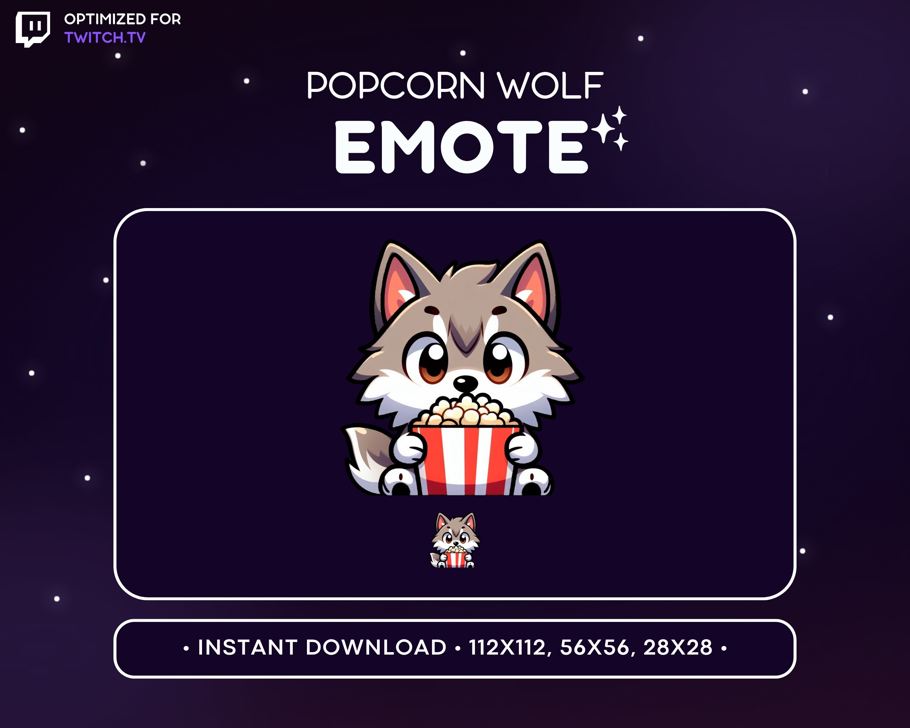 Wolf Twitch Emote - Eating Popcorn Discord Emoji, Drama, Movie Night - Etsy