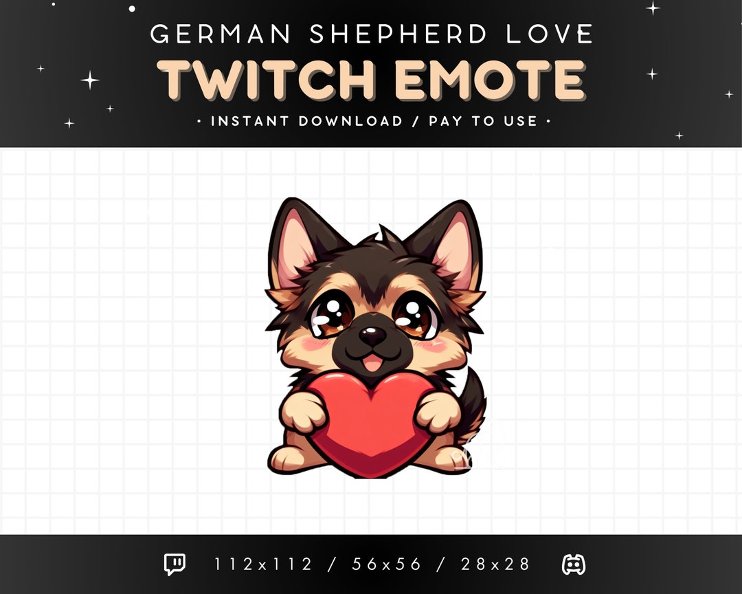 Cute German Shepherd Dog Twitch Emote Love - Heart Dog Emote, Puppy ...