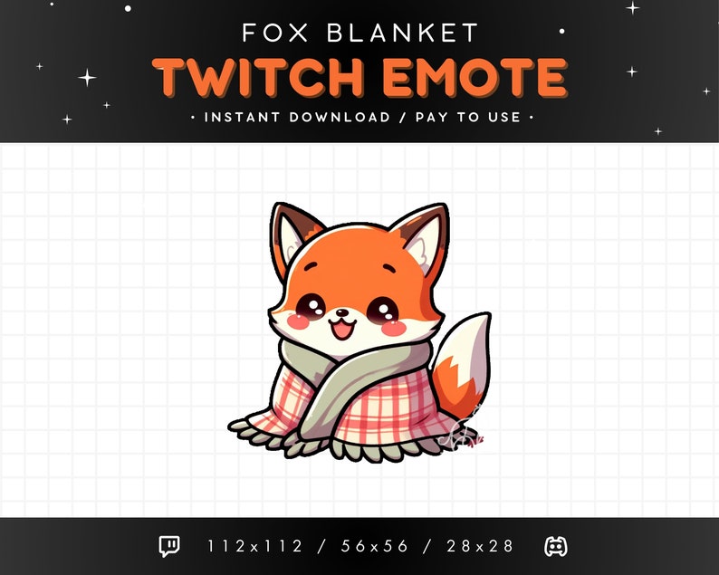 Cute Fox Twitch Emote Blanket Comfy Fox Emote, Fox Discord Emote ...