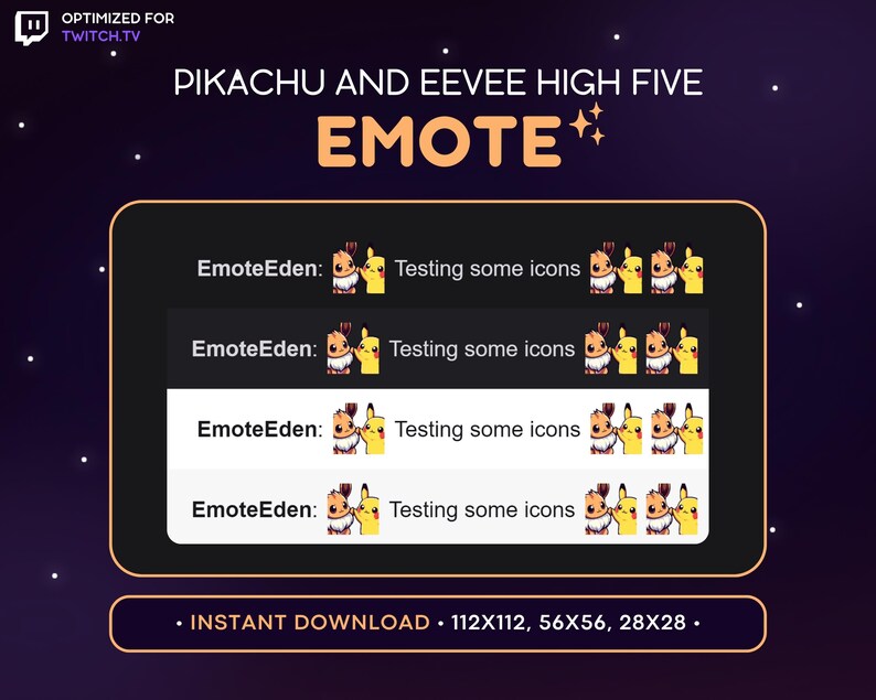 Pikachu and Eevee Twitch Emote - High Five, Pokemon Emote, Gaming ...