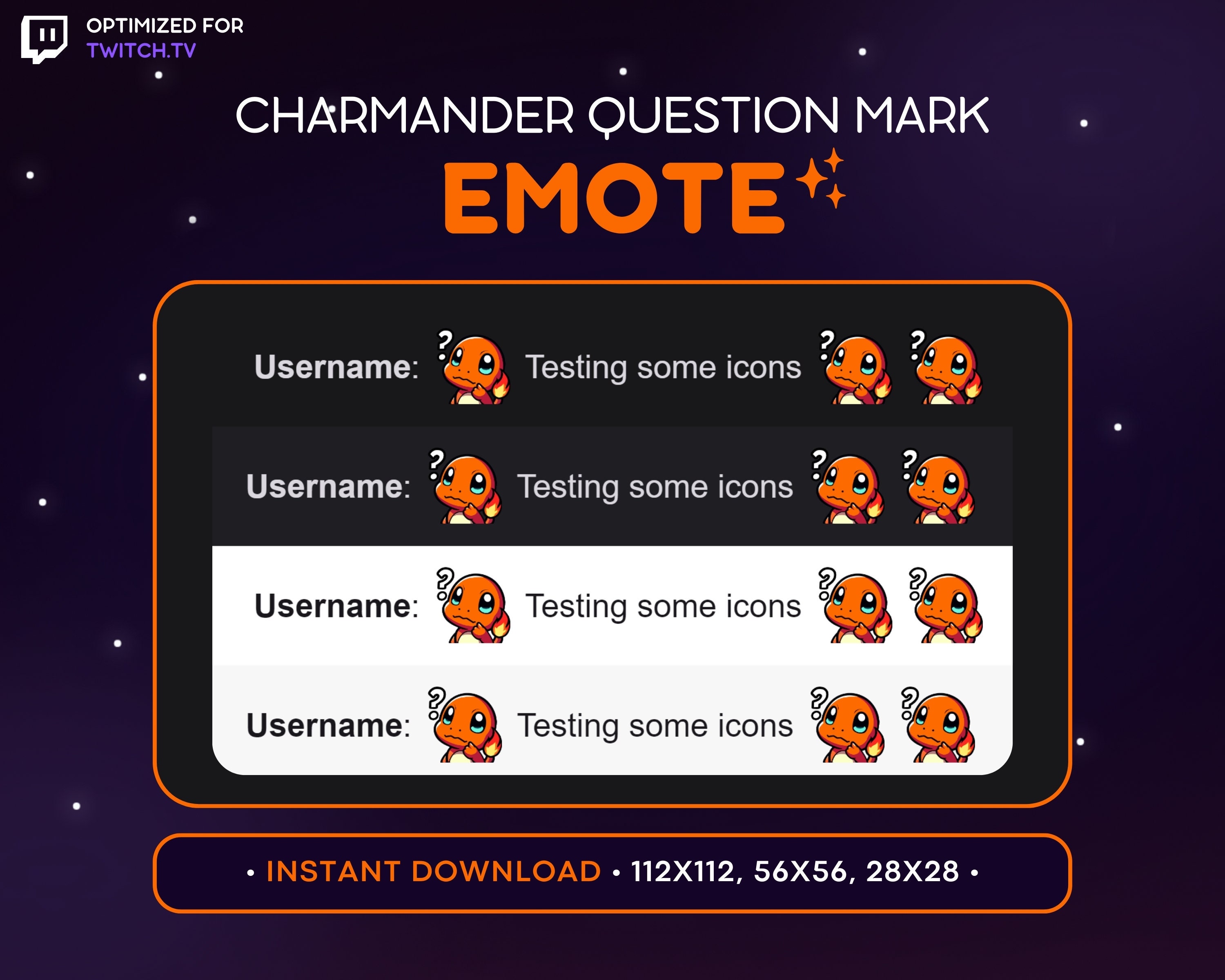 Cute Charmander Twitch Emote Question Mark Charmander Pokemon Emote ...
