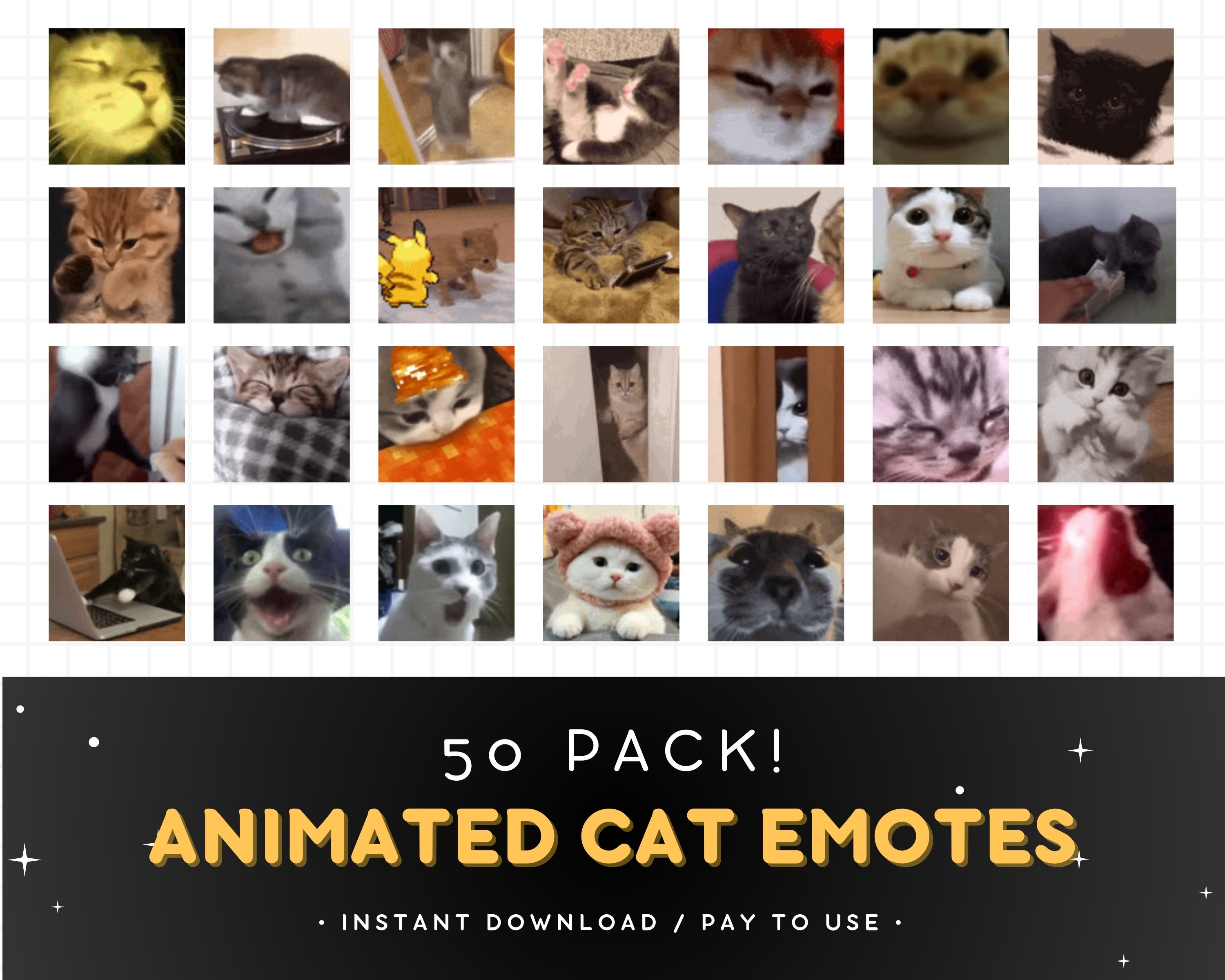 Animated Cat Meme 50 Pack Cat Twitch Gifs, Animated Funny Cat Discord ...
