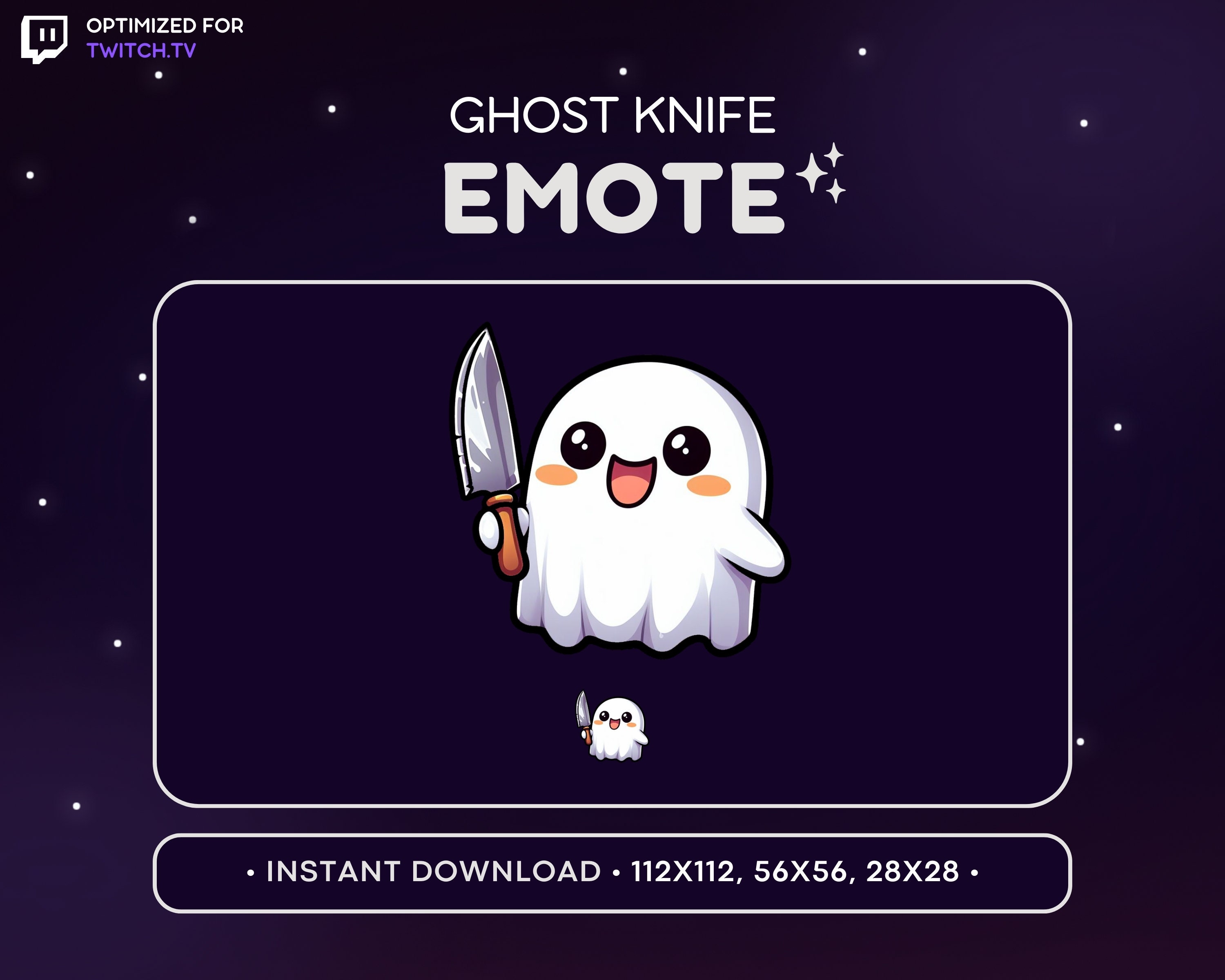 Cute Ghost Twitch Emote - Knife Ghost Emote, Ghost Discord Emote ...