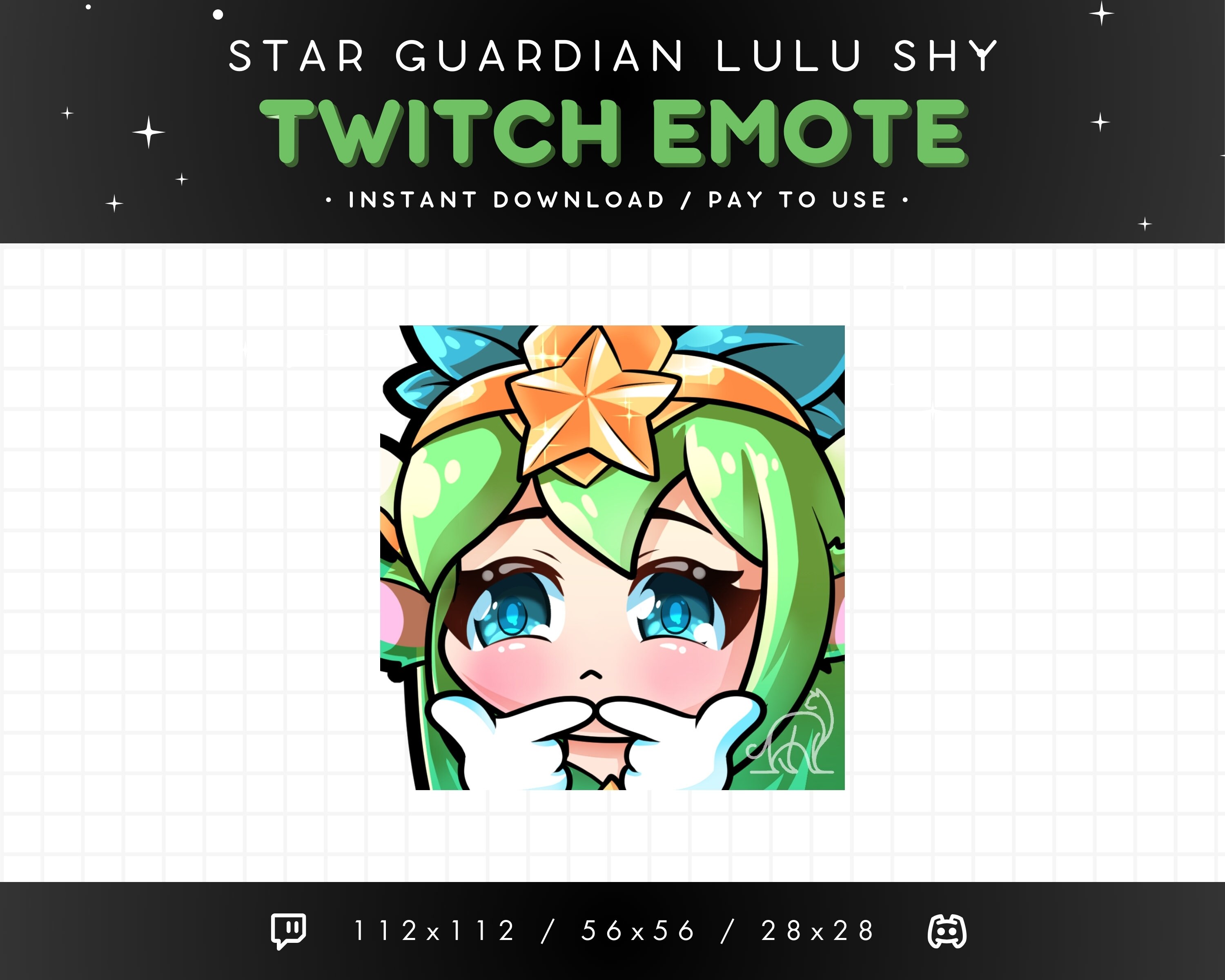 Star Guardian Lulu Twitch Emote Shy Lulu League of Legends, Cute Lulu ...