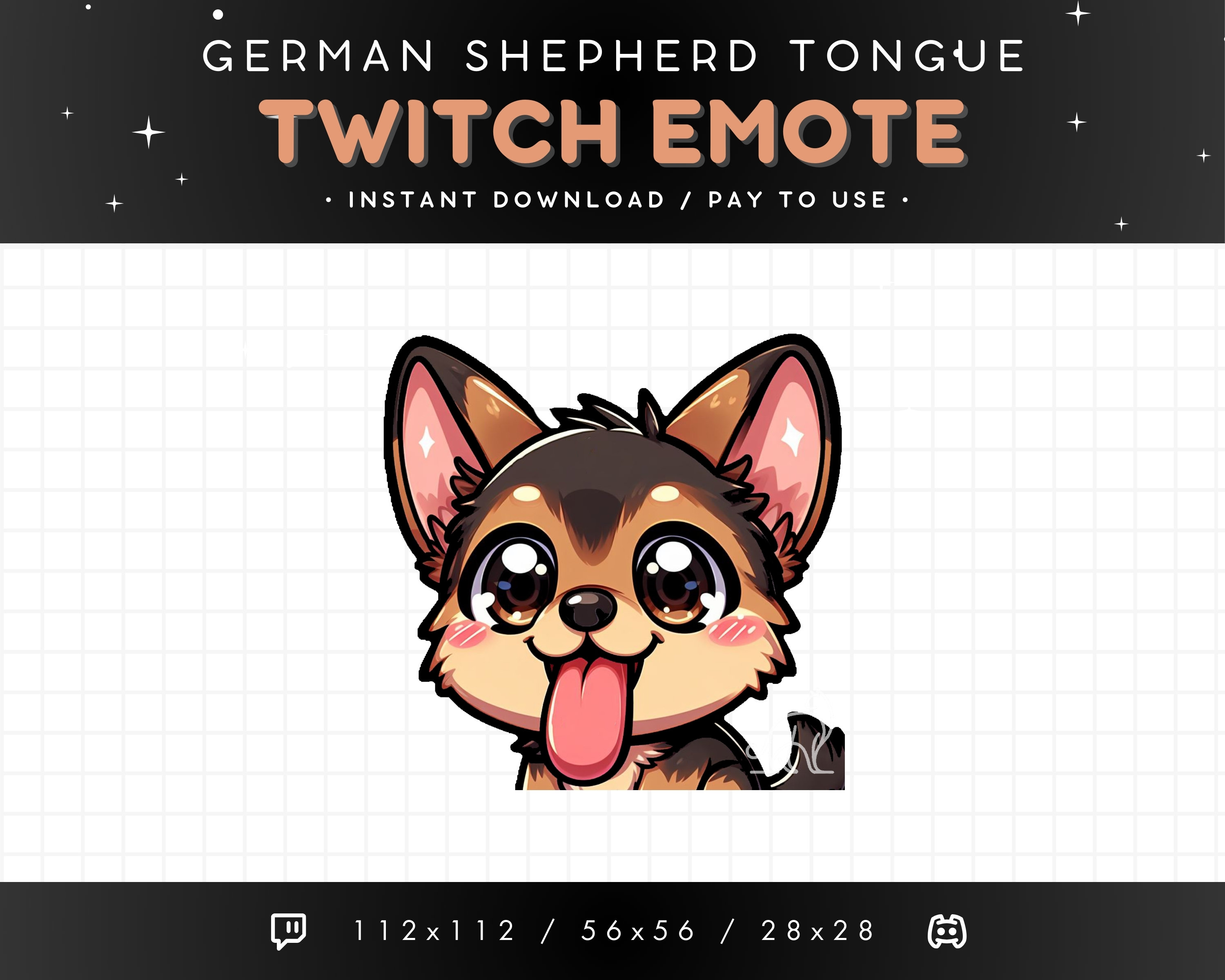 Cute German Shepherd Twitch Emote Tongue Dog Emote, Dog Discord Emote ...