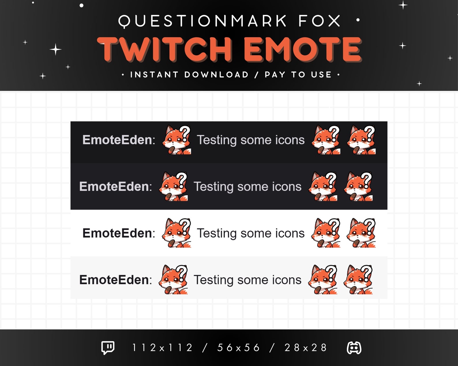 Cute Fox Twitch Emote Question Mark Fox Emote, Fox Discord Emote ...