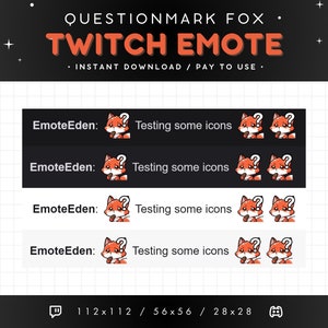 Cute Fox Twitch Emote Question Mark Fox Emote, Fox Discord Emote ...