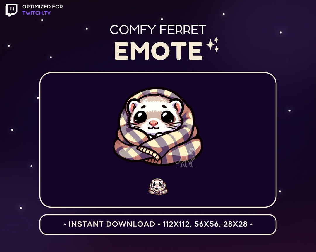 Comfy Ferret Twitch Emote - Cute Ferret Twitch Emote, Ferret Discord ...