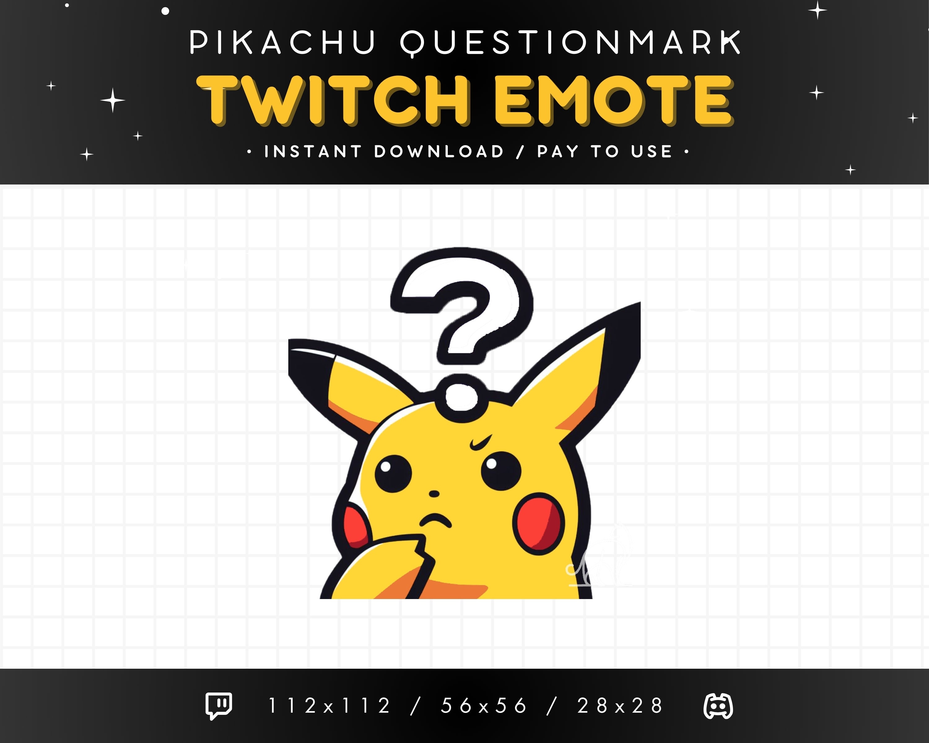 Cute Pikachu Twitch Emote Question Mark Pikachu Pokemon Emote, Gaming ...