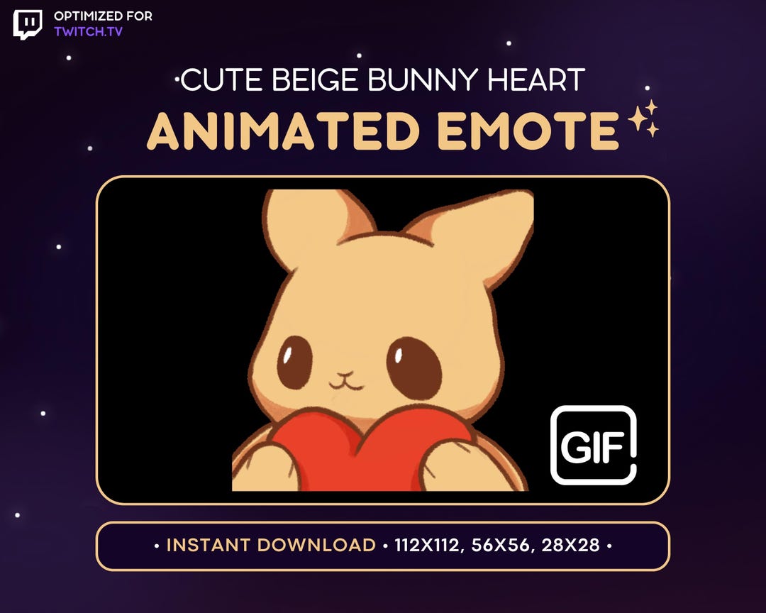 ANIMATED Beige Bunny Love Emote - Cute Animated Bunny Discord Emote ...