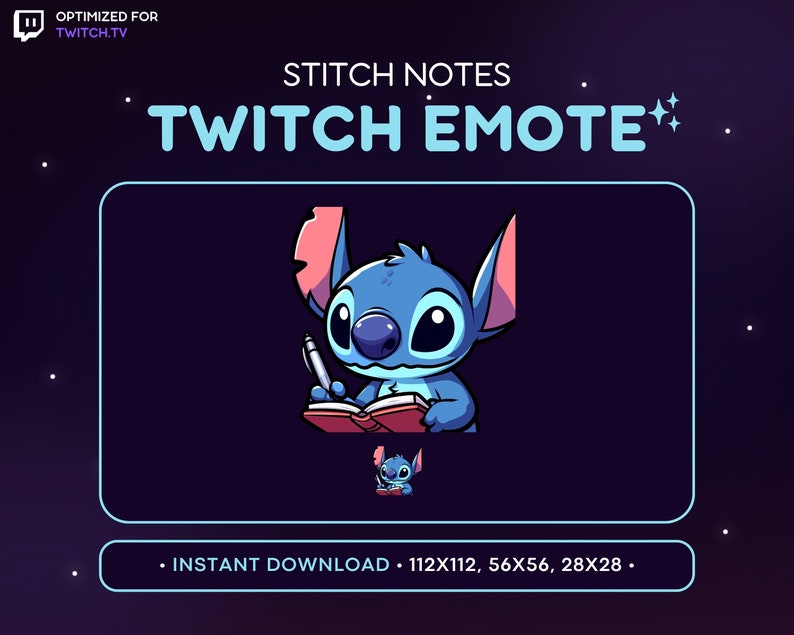 Stitch Twitch Emote Taking Notes Stitch Discord Emote, Stitch Streaming ...