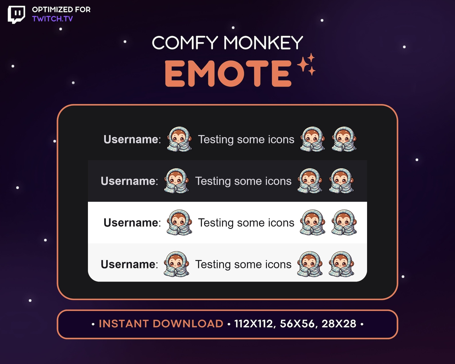 Cute Monkey Twitch Emote Blanket - Comfy Monkey Emote, Monkey Discord ...