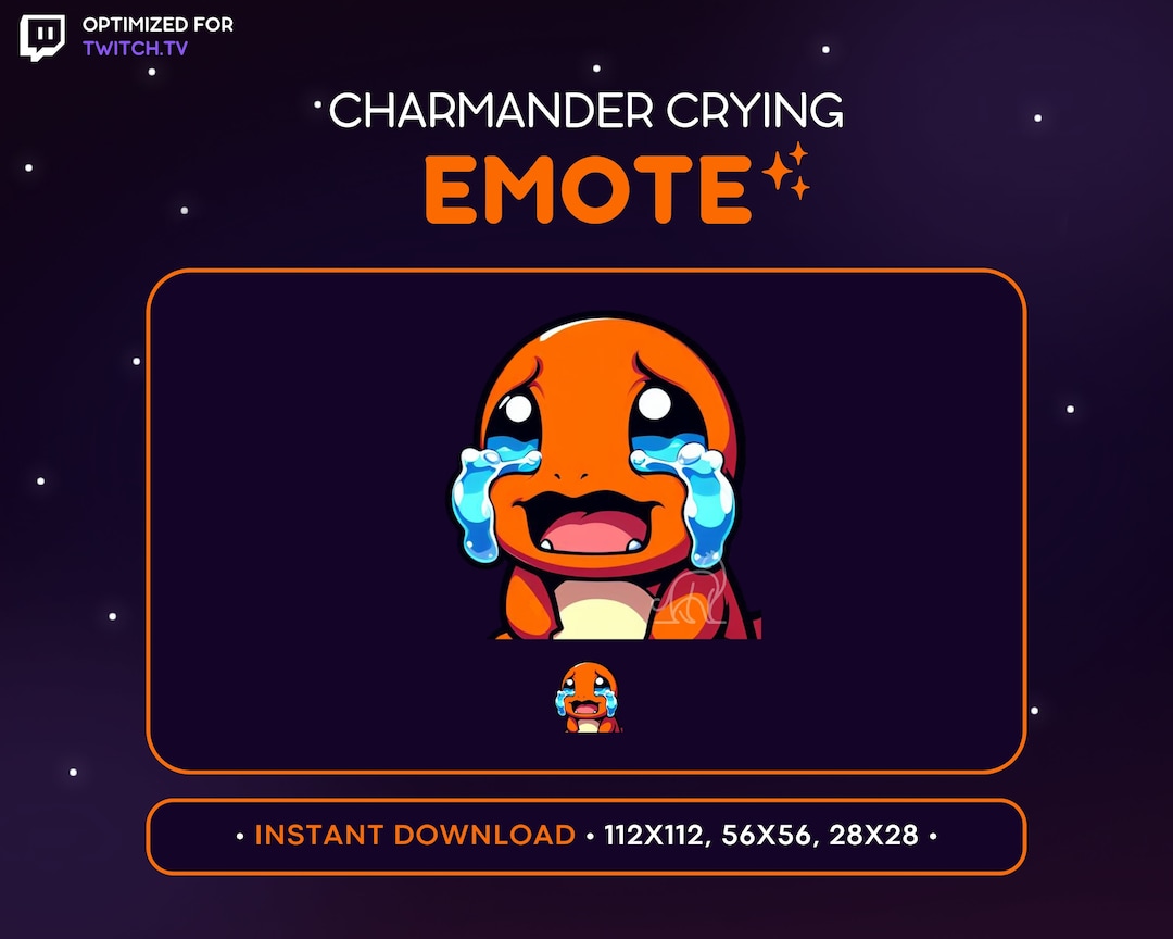 Cute Charmander Twitch Emote - Crying Charmander Pokemon Emote, Gaming ...