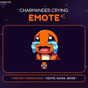 Cute Charmander Twitch Emote - Crying Charmander Pokemon Emote, Gaming ...