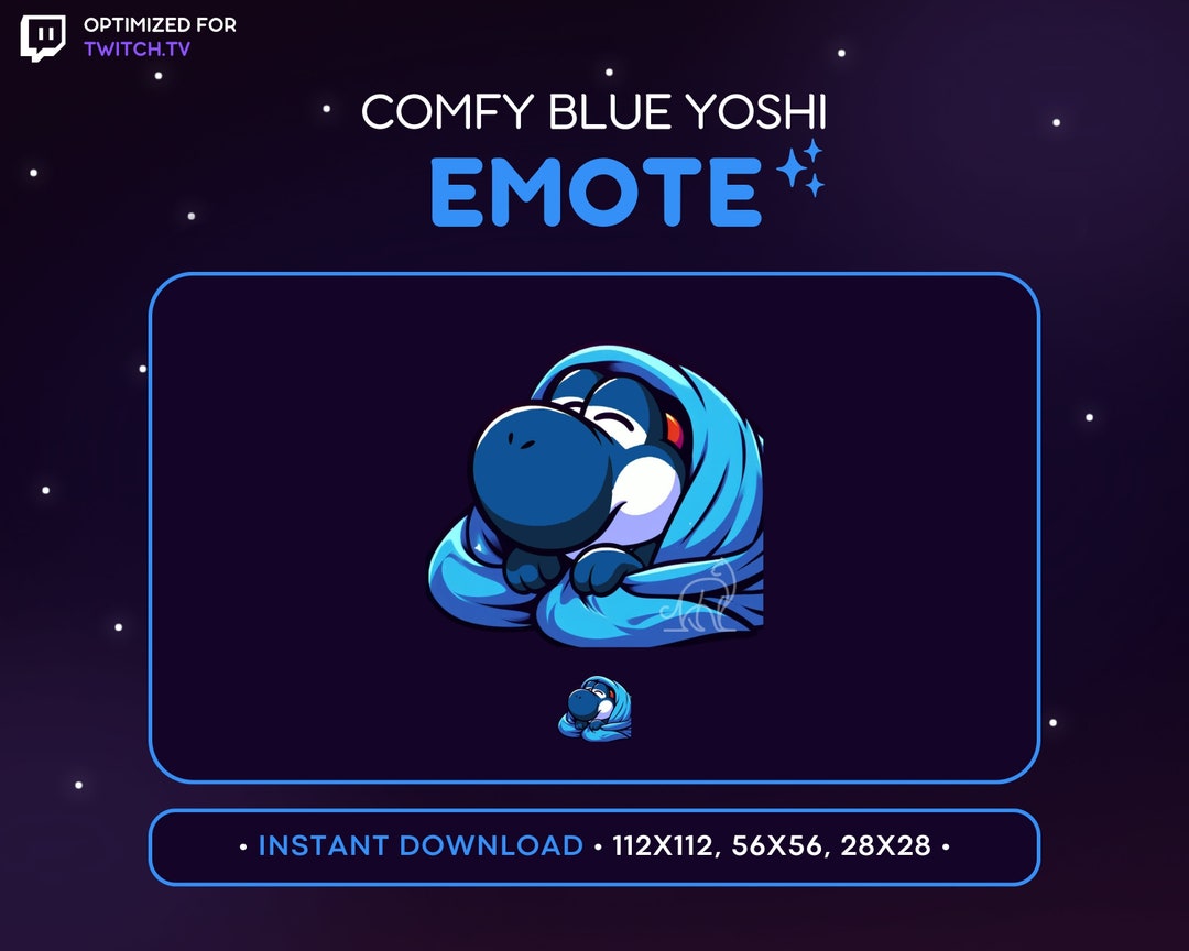Blue Yoshi Twitch Emote - Comfy Yoshi Emote, Yoshi Discord Emote, Smash ...