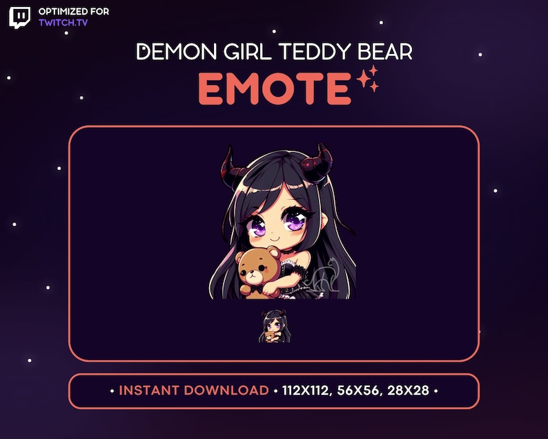 Demon Girl Twitch Emote, Evil Hell Girl, Kawaii Anime Emote, Gamer ...