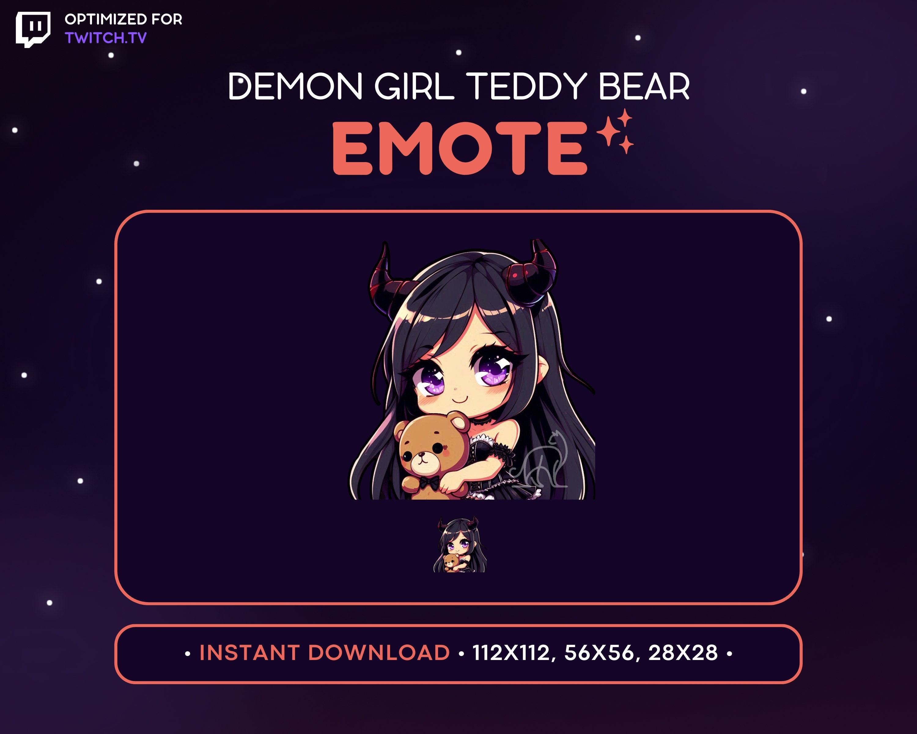 Demon Girl Twitch Emote, Evil Hell Girl, Kawaii Anime Emote, Gamer ...