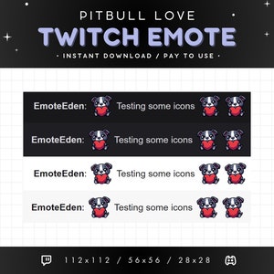 Cute Pitbull Dog Twitch Emote Love Heart Dog Emote, Puppy Discord Emote ...