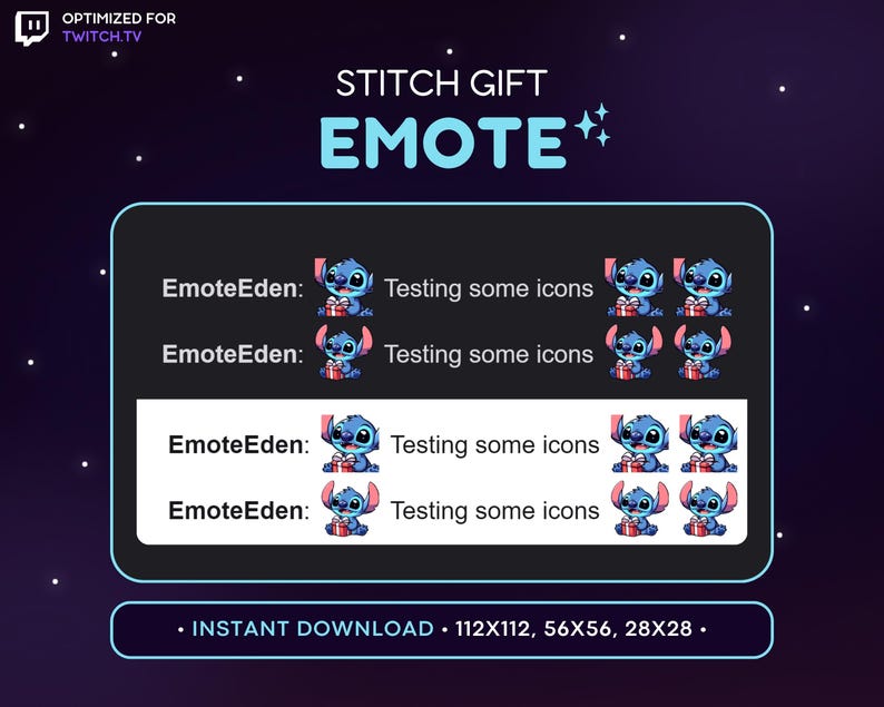Stitch Twitch Emote Gift Box Stitch Discord Emote, Stitch Streaming ...