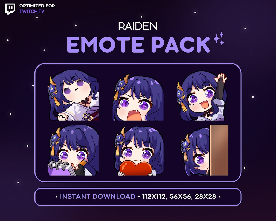 Raiden Genshin Impact Twitch Emote - Genshin Discord Emote, Streaming Asset, Gamer Girl, Youtube ...
