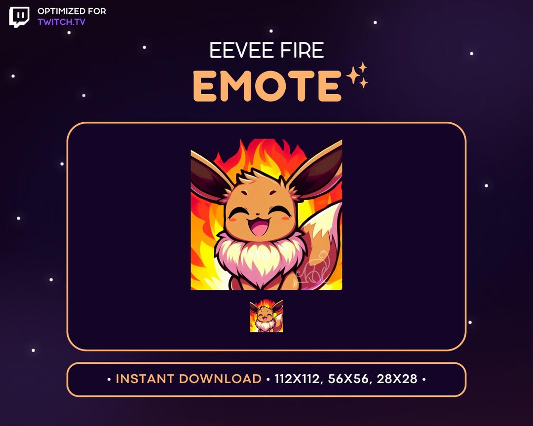 Eevee Twitch Emote - Fire Pokemon Eevee Emote, Gaming, Streaming Assets ...