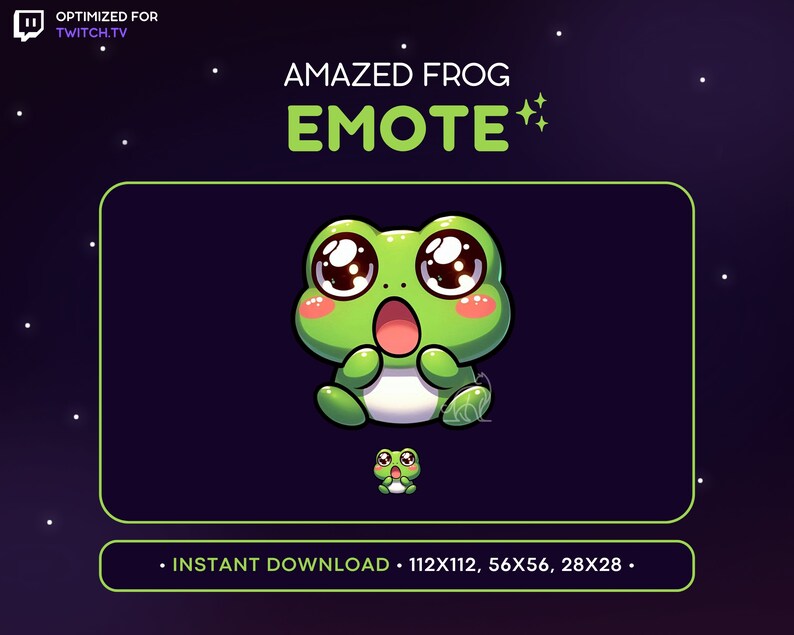 Cute Frog Twitch Emote Amazed Frog Emote, Frog Discord Emote, Gaming ...