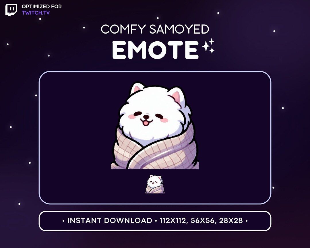 Cute Samoyed Twitch Emote - Comfy White Dog Emote, Dog Discord Emote ...