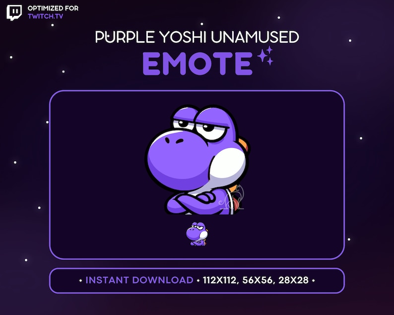 Purple Yoshi Twitch Emote - Unamused Yoshi Emote, Yoshi Discord Emote ...