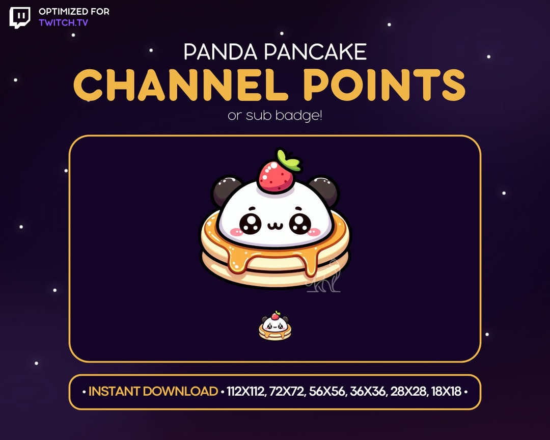 Cute Panda Pancake Twitch Channel Point Icon, Sub Badge, Emote - Panda ...