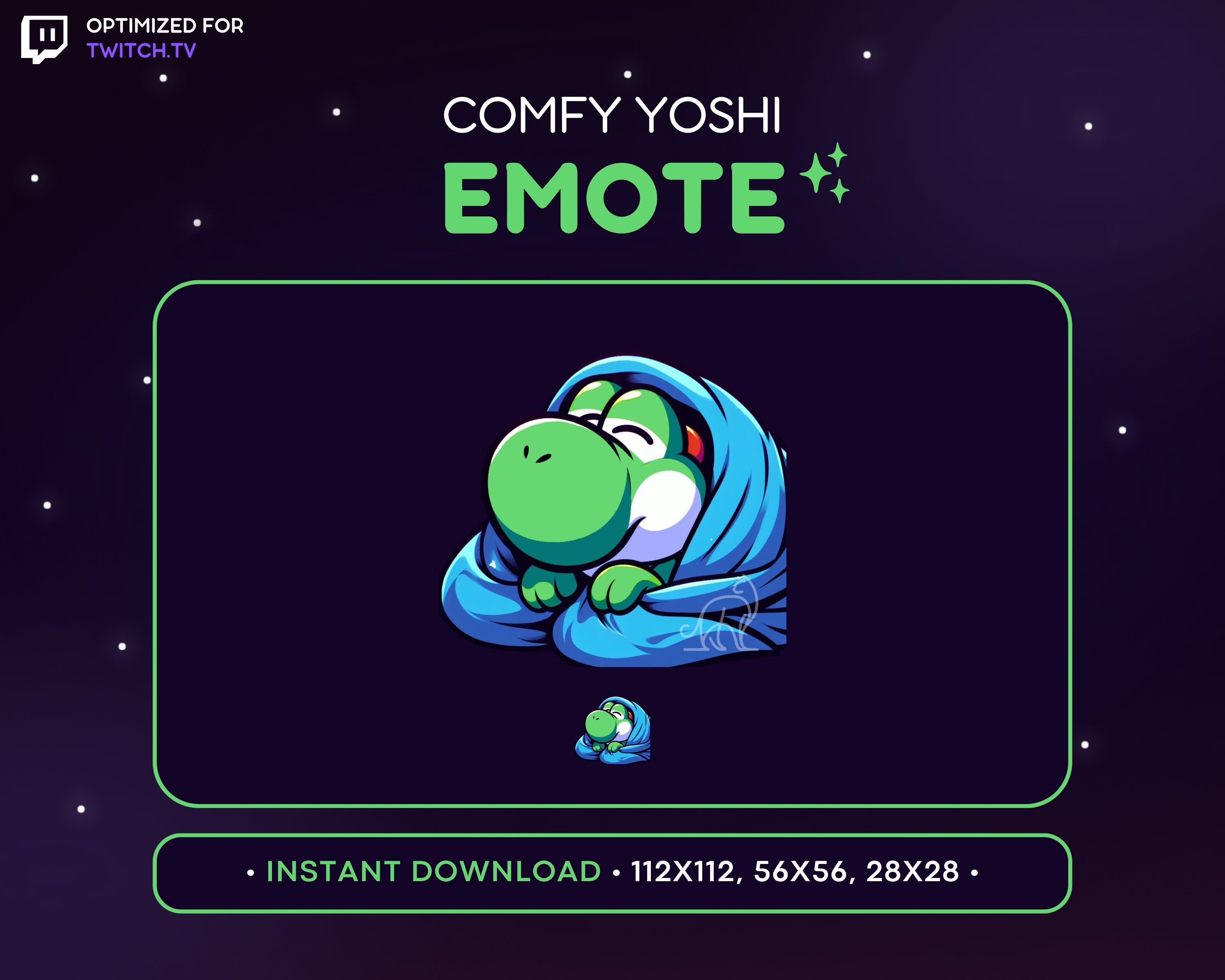 Yoshi Twitch Emote - Comfy Discord Emoji, Smash Bros, Mario, Sticker - Etsy