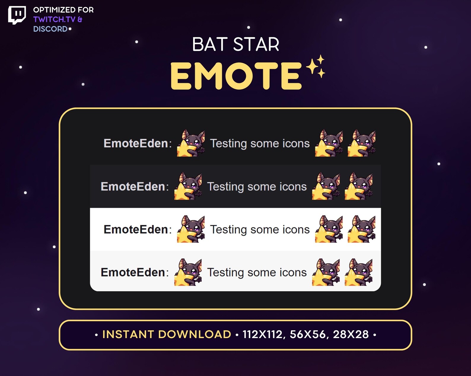 Bat Twitch Emote - MVP, Hugging a Star, Shiny, Proud, Discord Server ...