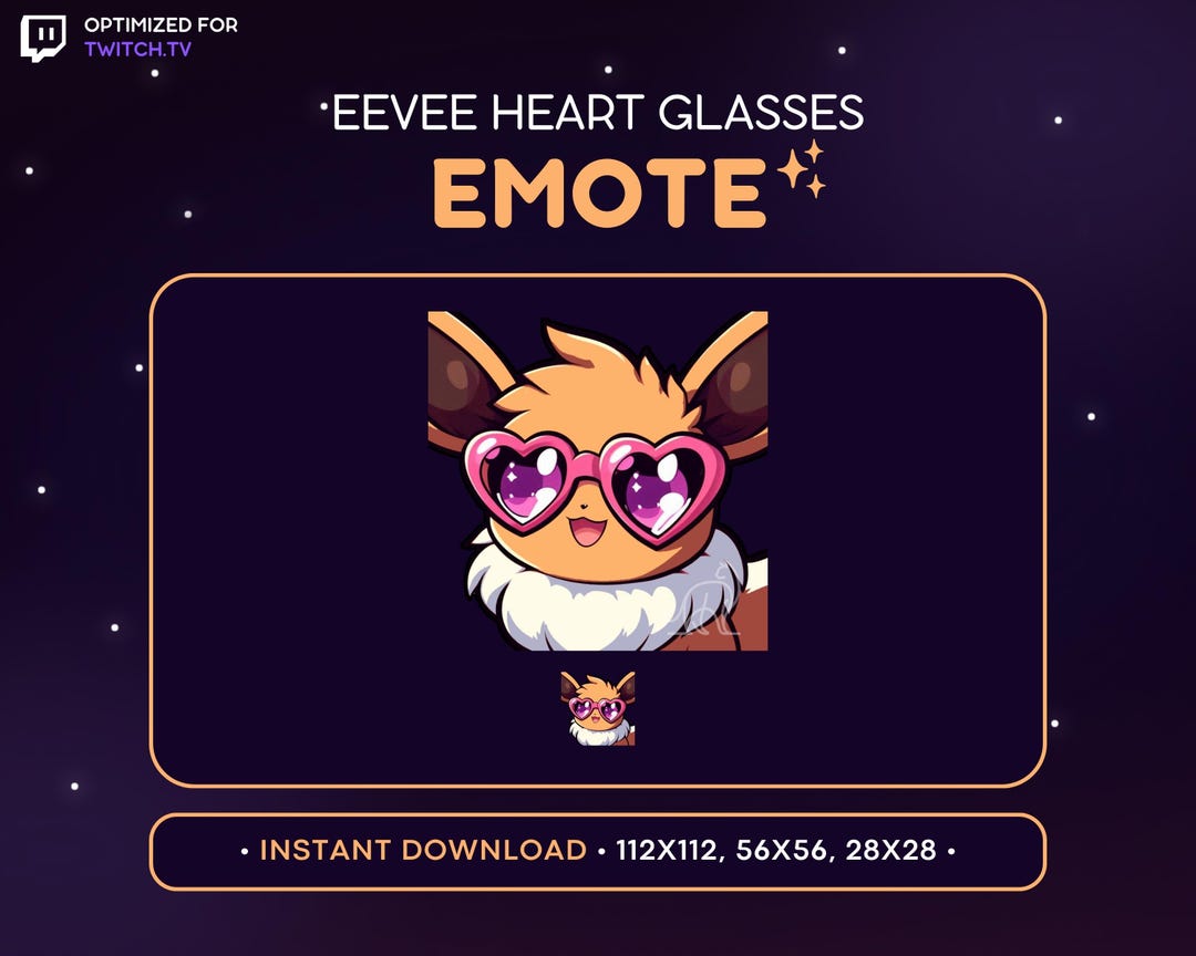 Eevee Twitch Emote - Heart Glasses Pokemon Discord Emoji Sticker ...