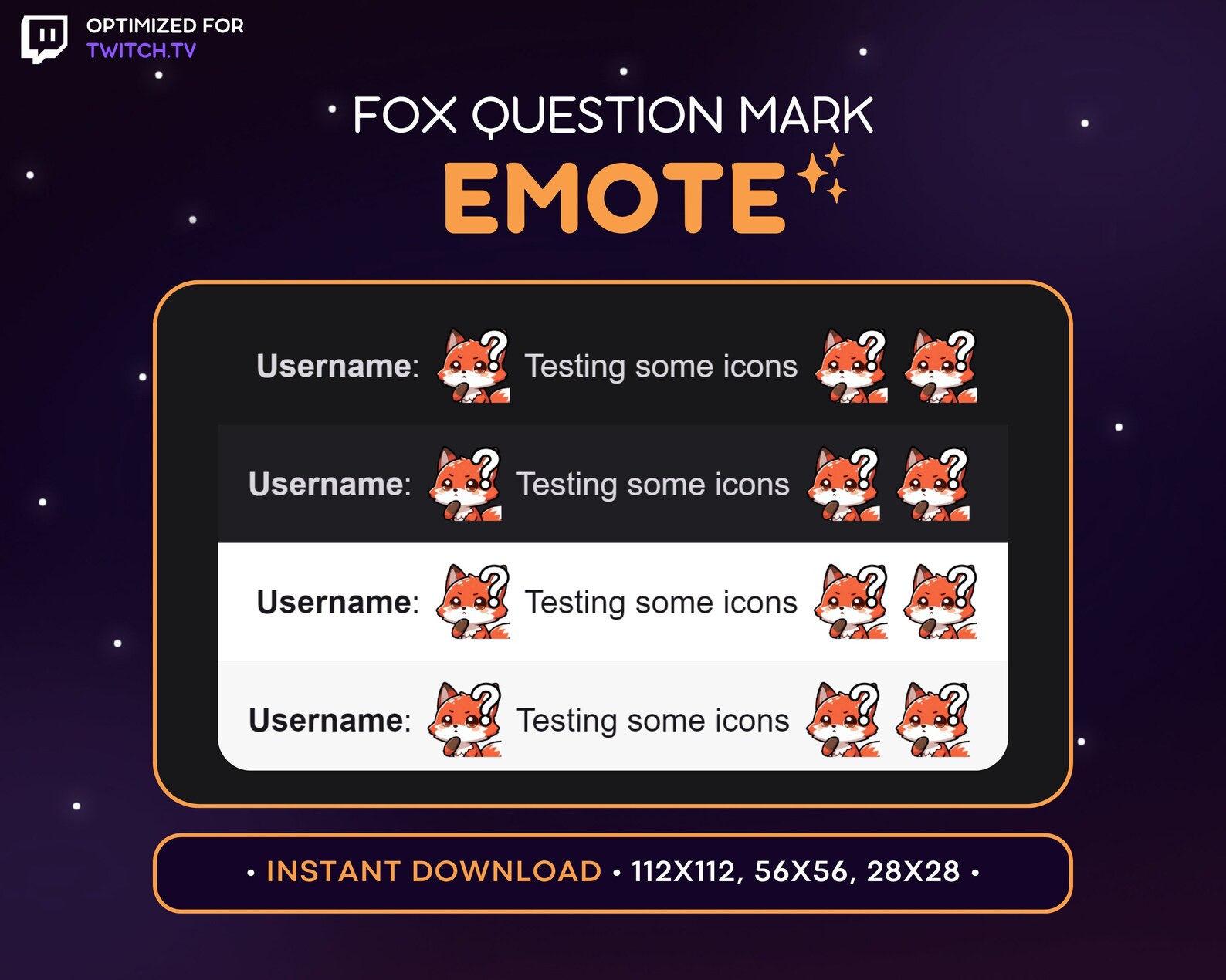 Cute Fox Twitch Emote - Question Mark Fox Emote, Fox Discord Emote ...