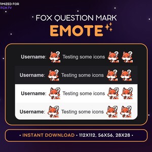 Cute Fox Twitch Emote - Question Mark Fox Emote, Fox Discord Emote ...