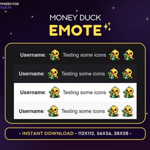 Cute Duck Twitch Emote - Money Duck Emote, Duck Discord Emote, Gaming ...