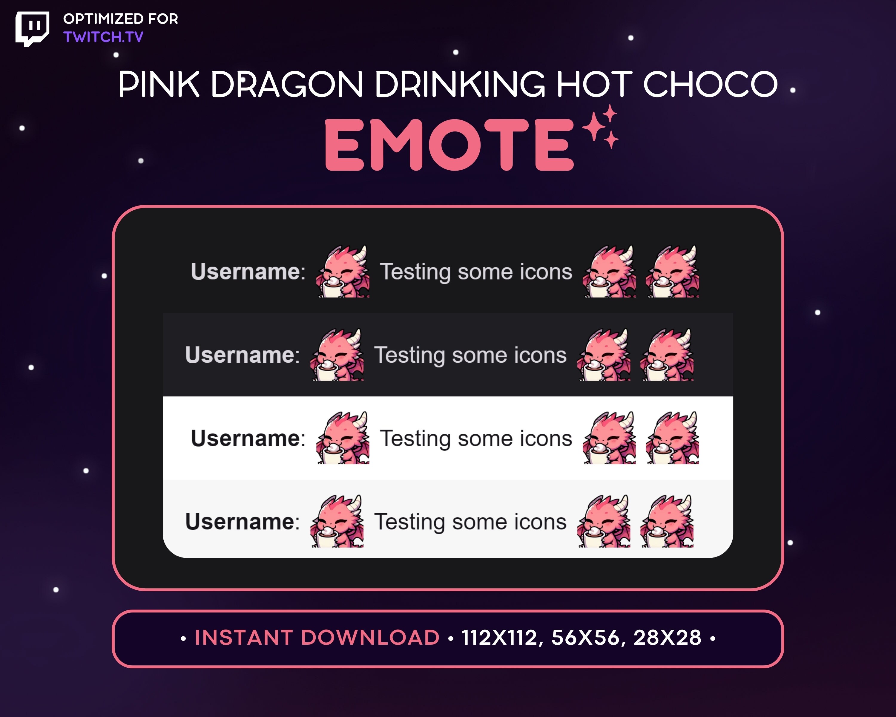 Pink Dragon Twitch Emote - Hot Chocolate Dragon Emote, Dragon Discord ...