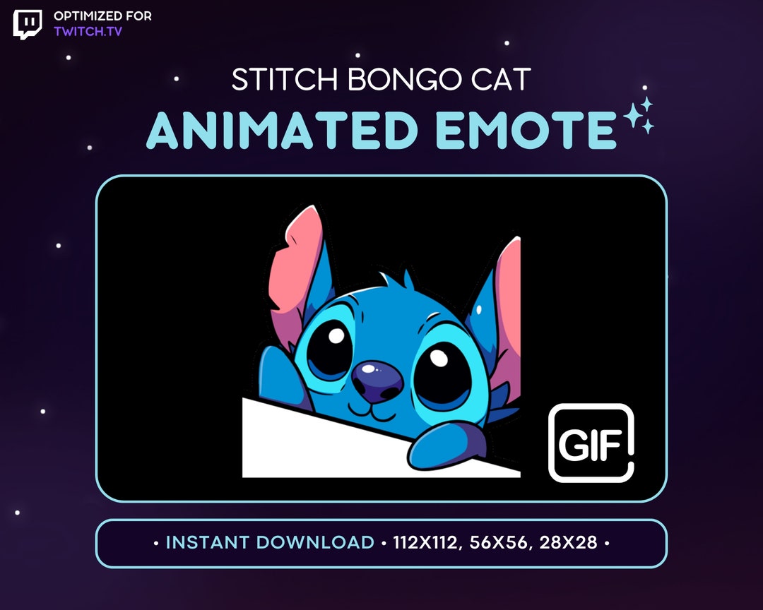 Animated Stitch Bongo Cat Twitch Emote - Cute Discord Emote, Kawaii ...