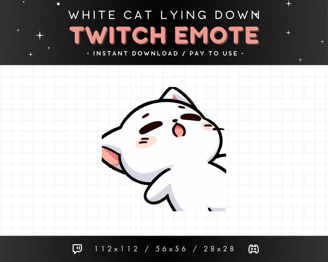 Cute White Cat Twitch Emote Lying Down Cat Emote, Cat Discord Emote ...