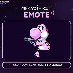 Pink Yoshi Twitch Emote - Gun Yoshi Emote, Yoshi Discord Emote, Smash ...