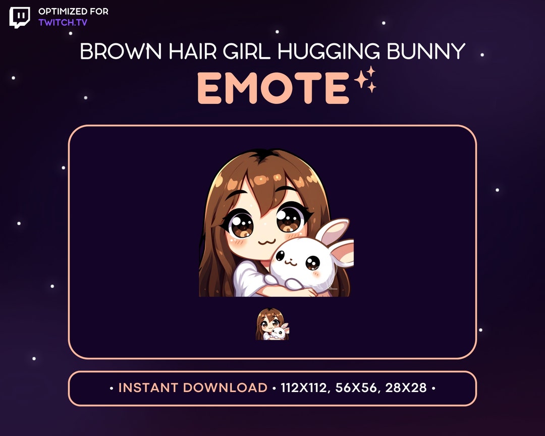 Chibi Girl Hugging Bunny Twitch Emote, Kawaii Anime (digital Download ...