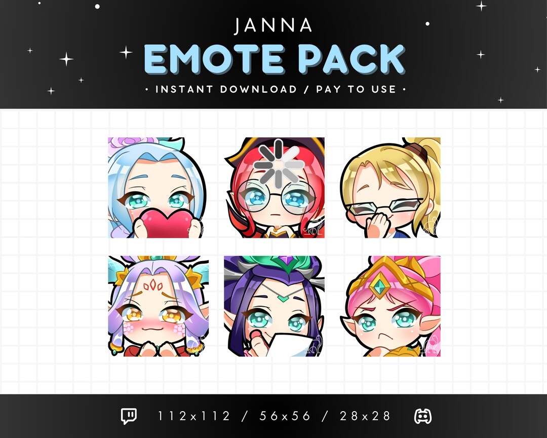 Janna Twitch Emote Pack 6x Janna League of Legends, Cute Janna Discord ...