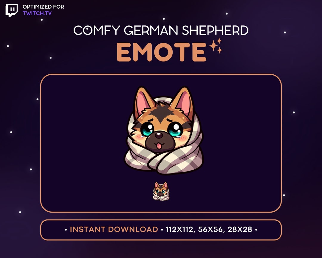 Cute German Shepherd Twitch Emote - Comfy Dog Emote, Dog Discord Emote ...